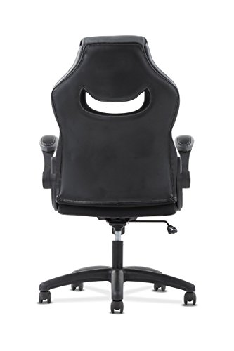 Sadie Racing Gaming Computer Chair- Flip-Up Arms, Black and Gray Leather (HVST911)