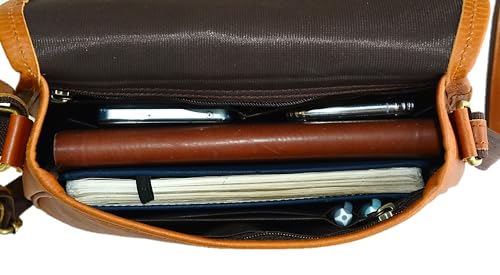 URBAN DEZIRE Genuine Buff Leather Women’s Small Cross-body Vintage Shoulder Handbag Purse (Small)