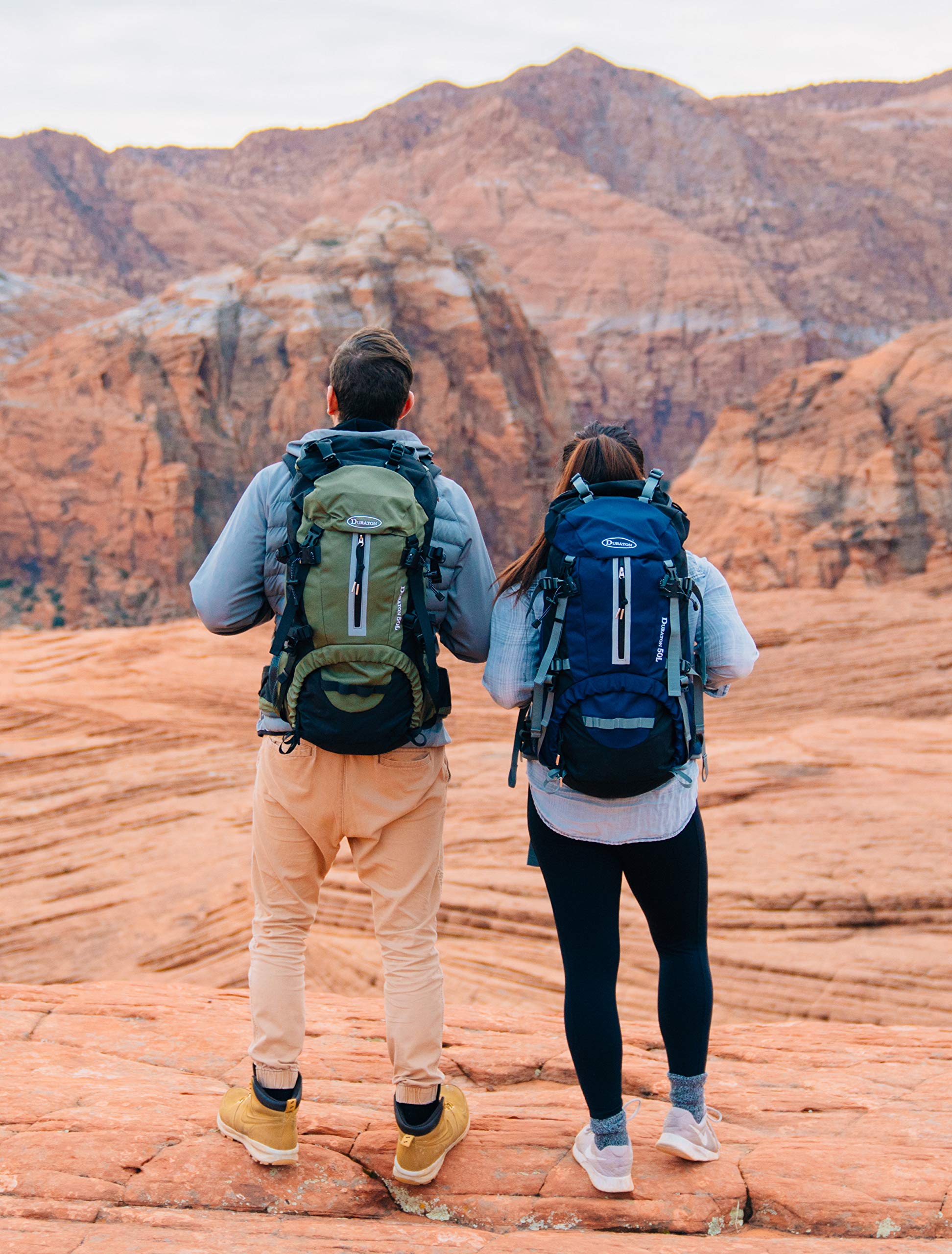 Duraton Hiking Backpack 50L, Water Resistant Light-Weight Day Pack for Backpacking Camping and Travel (Navy Blue)