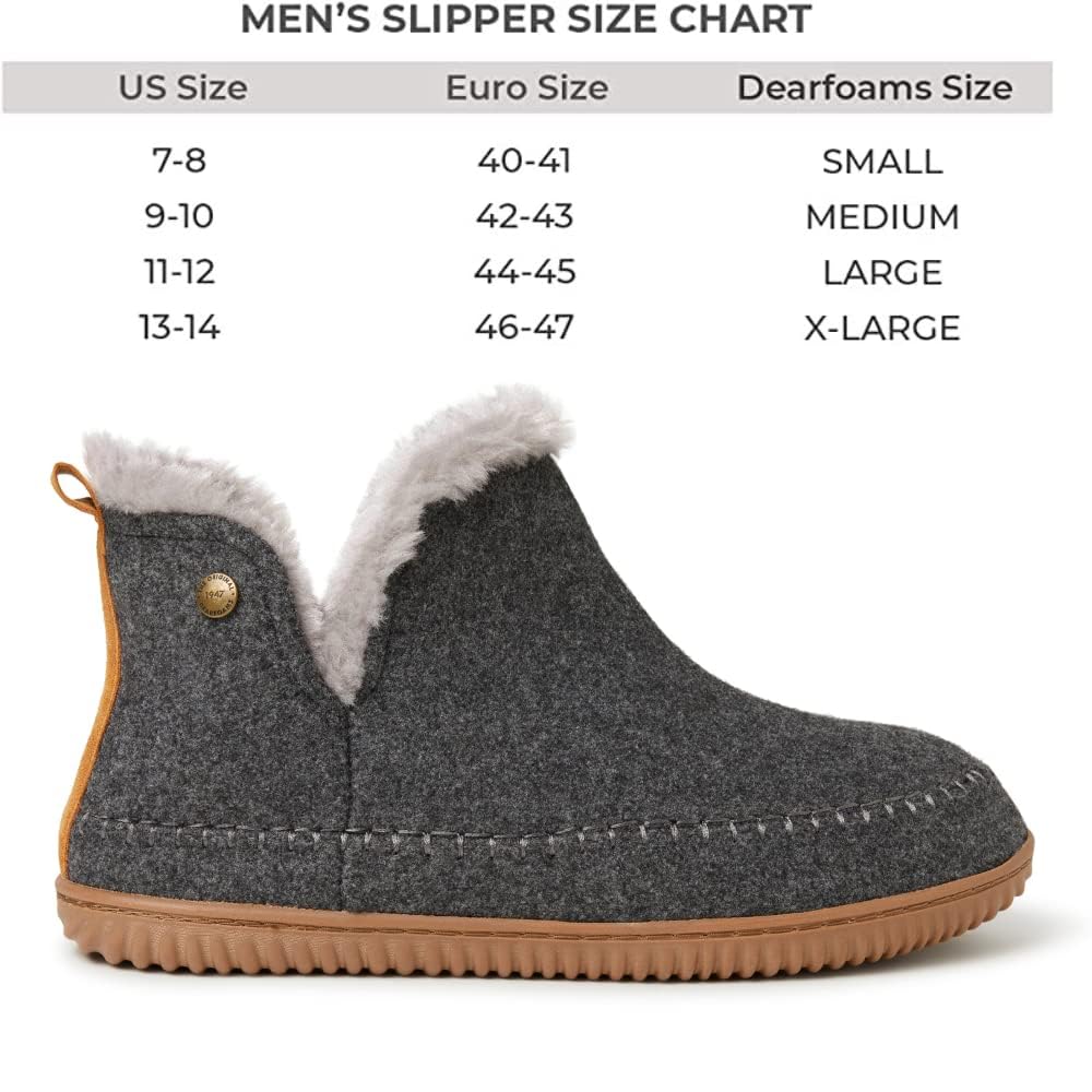 Dearfoams Alpine Men's Brixen Boot Slipper, Dark Heather Grey, Medium