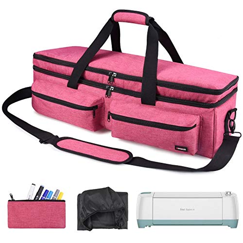 Craft Double-Layer Tote Bag Compatible with Cricut Explore Air, Air 2, Maker and Silhouette Cameo 3, Tool Carrying Case for Cutting Machine and Supplies Travel Bag,Red