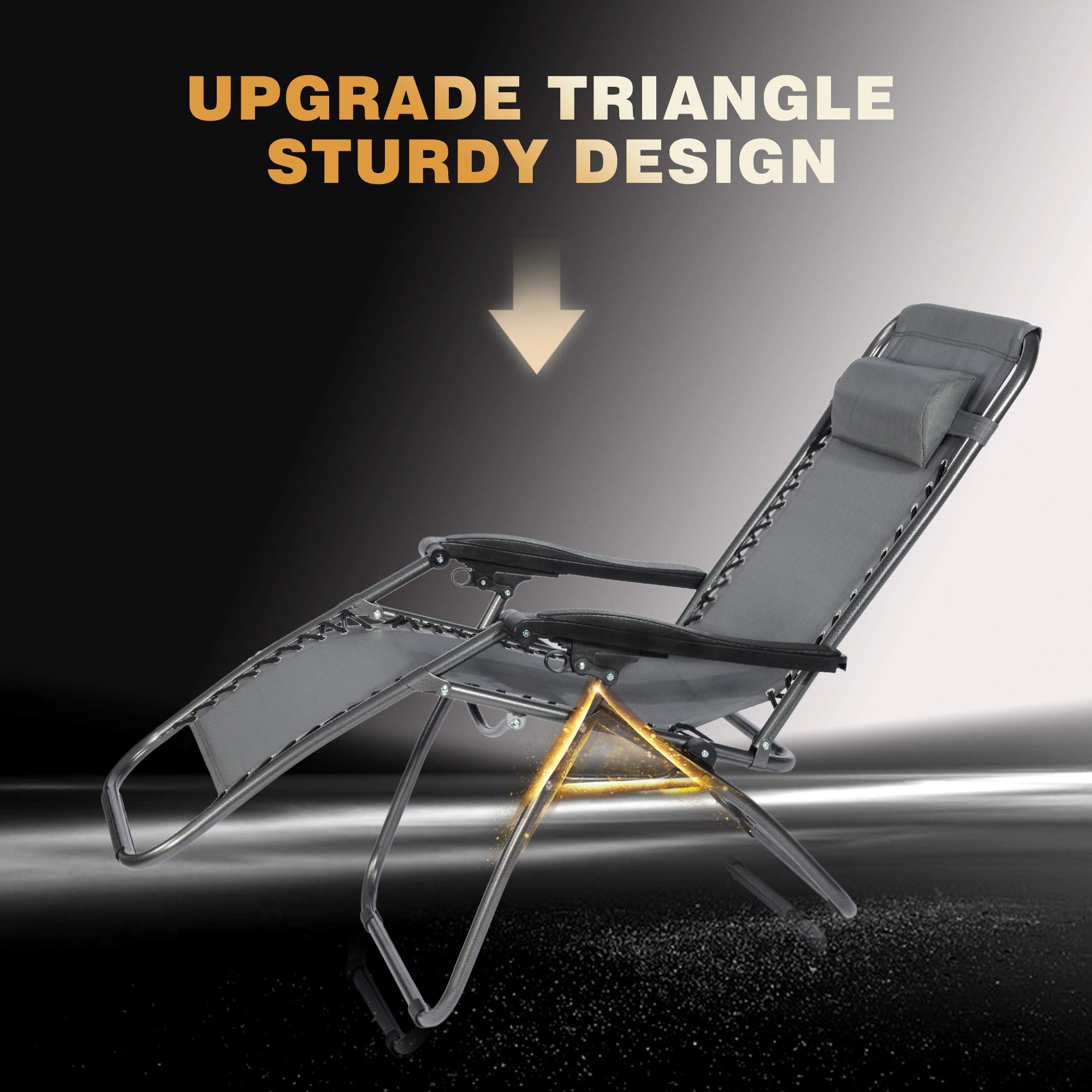 KARMAS PRODUCT Zero Gravity Chairs Set of 2 Reclining Outdoor Lounge Patio Chairs for Garden Beach Gray (Gray)…