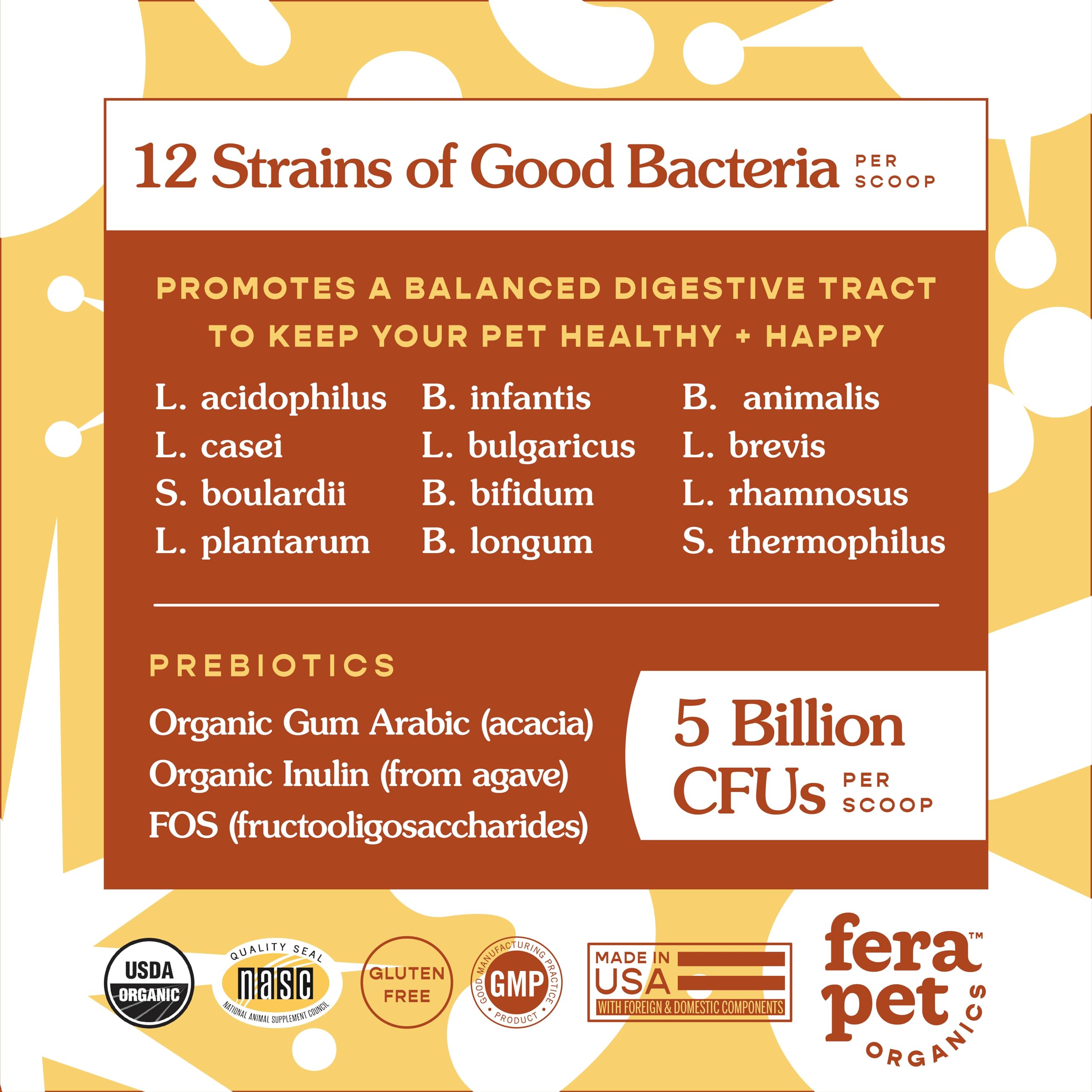 Fera Pets Probiotic & Postbiotic Bundle for Dogs & Cats β Organic Probiotics with 12 Strains, Prebiotics, Oregano, Thyme & Tynagen for Digestive and Immune Support β 60 Servings & 120 Servings