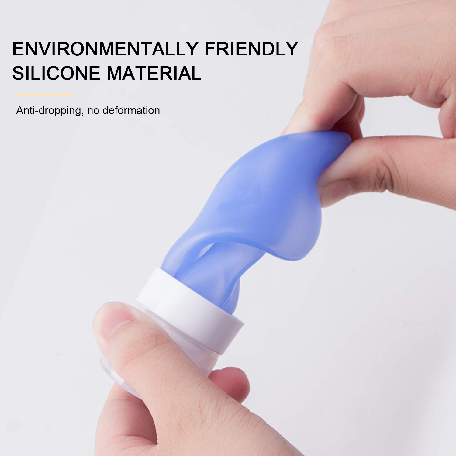 COMUDOT 3oz / 90ml Refillable Travel Bottles Set Squeezable Silicon Tubes Leak Proof Travel Accessories for Shampoo Liquids - Set of 8