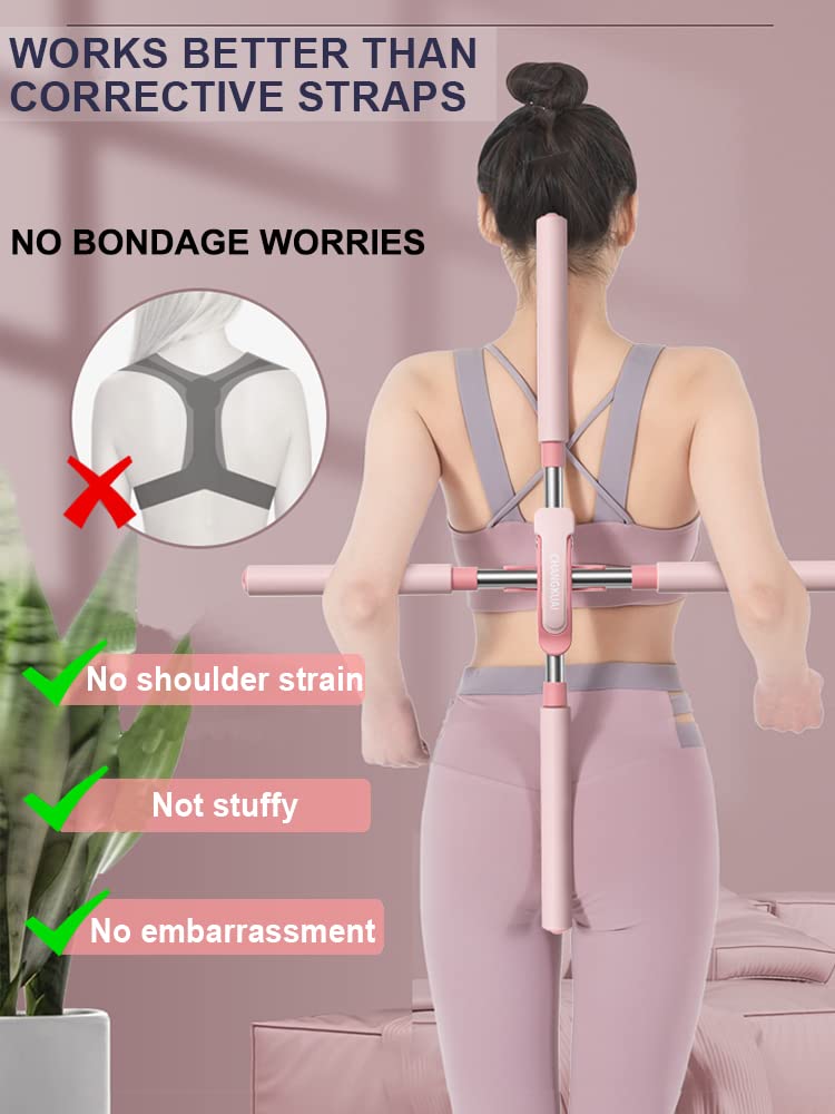 COOKCUTE Back Straightener Posture Corrector For Women, Yoga Sticks Stretching Tool Posture, Humpback Correction Tool, Retractable Design Brace Women Men kids (Green) 1 Every