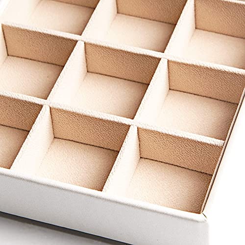 Frebeauty Earring Organizer Tray - Jewelry Accessary Storage Box - 32 Slot Jewelry organizer box 4 Stackable Trays with Lid Storage Display Case for Dresser and Drawer (White)