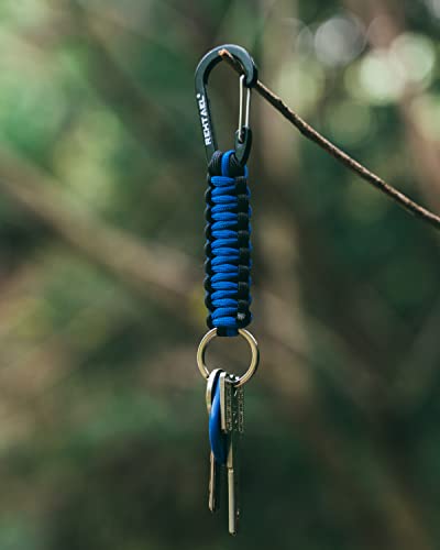 REHTAEL Paracord Keychain with Carabiner for Keys/Knife for Camping/Hiking (4Pack;2BlackBlue+2BlackOrange)