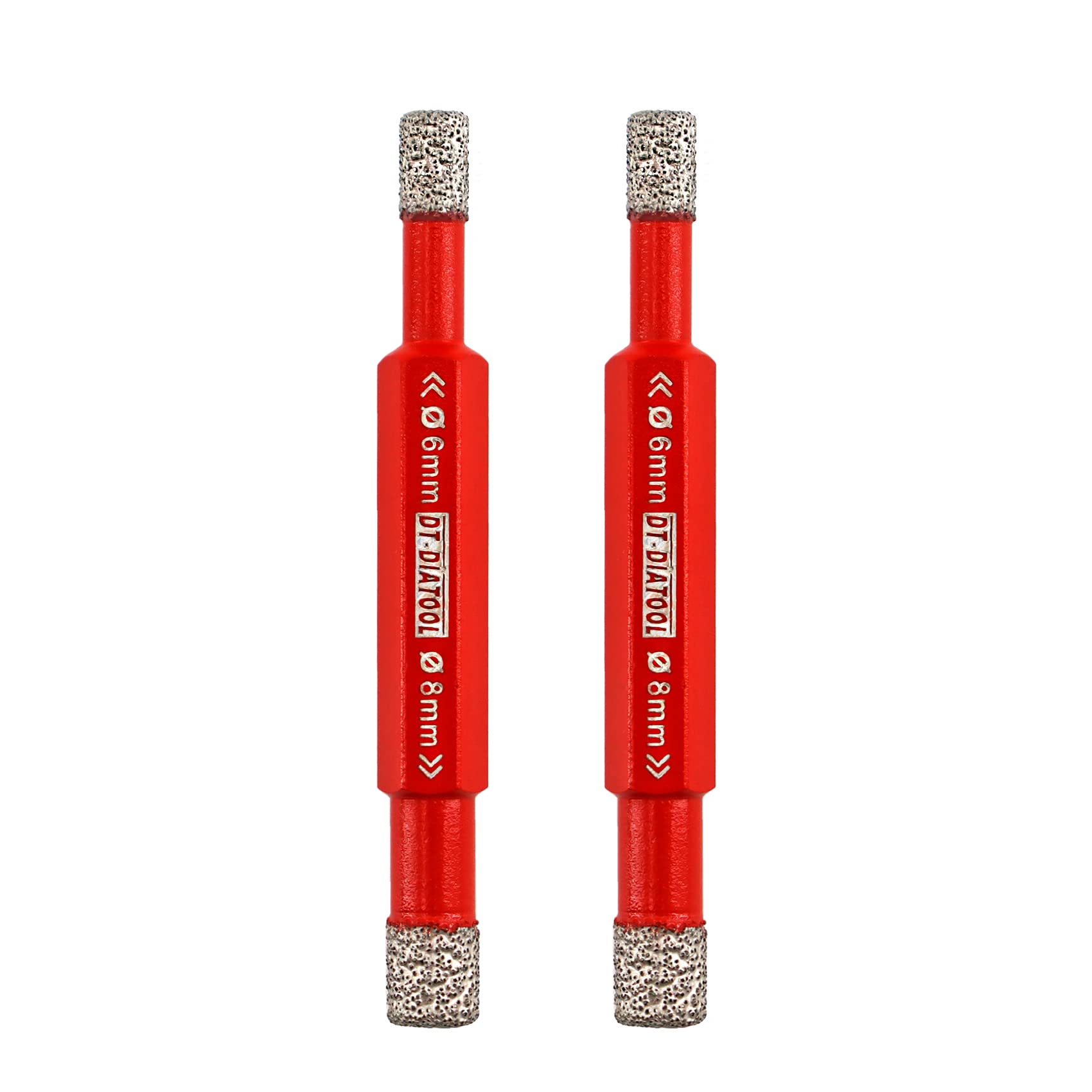 Diamond Tile Drill Bit Set,DT-DIATOOL Porcelain Hole Saw with Hex Shank Double Ended 6-8mm 2pcs for Drilling Ceramic Marble Artificial Stone Granite