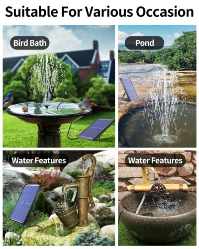 NFESOLAR Solar Fountain Pump with 1500mAh Battery Backup, 3.5W Solar Fountain Pump for Bird Bath with 4ft Tubing, 40GPH Solar Water Pump for Small Pond Garden Pool Water Feature Yard