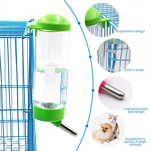 NAOEDEAH 2 Pack 16 oz Large Rabbit Guinea Pig Water Bottle no Drip for Cage no Leak Rat Small Animal Dog Hamster Water Bottle Water Bottle Attaches to Cage Bunny Water Dispenser,Ship by Random Color