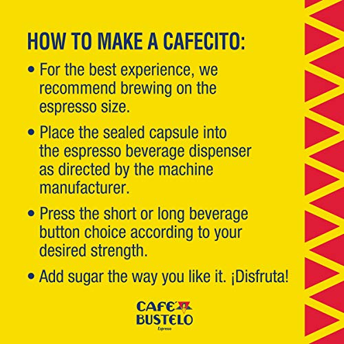 Café Bustelo Espresso Dark Roast Coffee, 40 Count Capsules for Espresso Machines, 11 Intensity