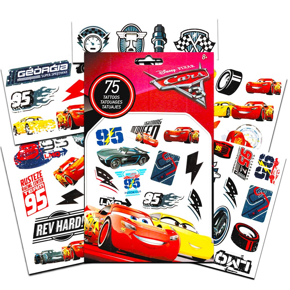 Disney Cars Temporary Tattoos for Kids Party Favor Set (50 Disney Cars Temporary Tattoos)
