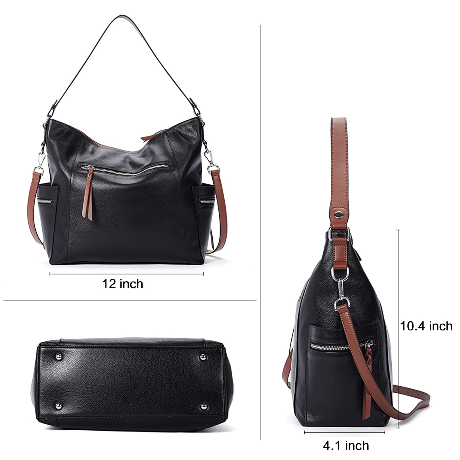 BOSTANTEN Genuine Leather Hobo Handbags Small Wristlet Purses