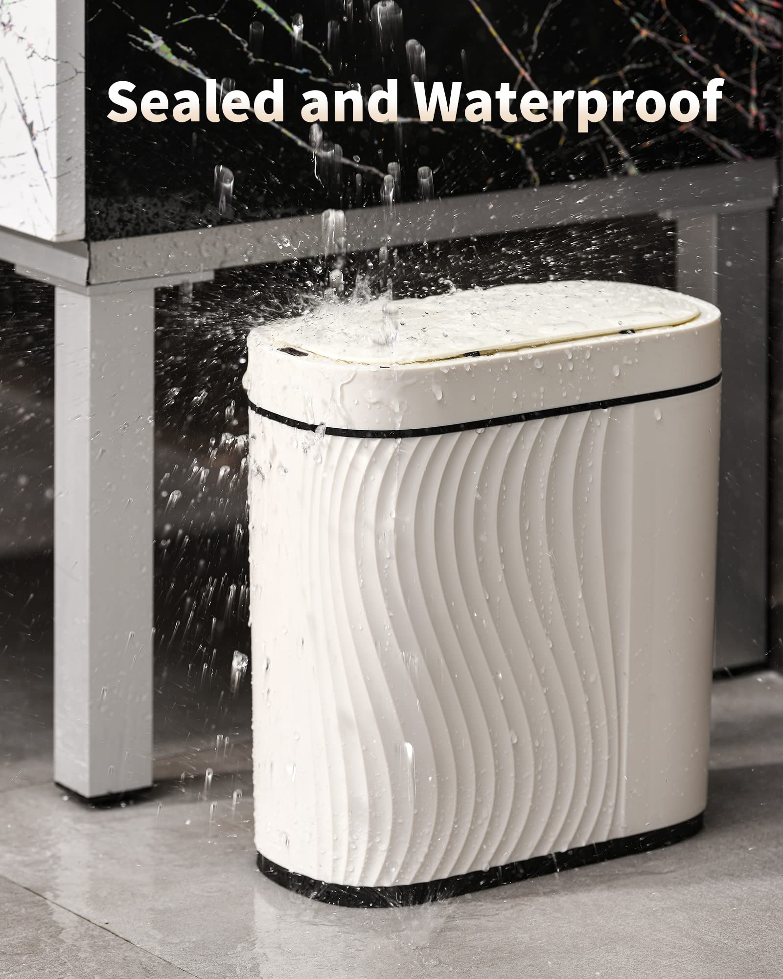 Huaqinglian 2.6gallon Small Automatic Trash can Plastic,touchless Smart Garbage can,Motion Sensor Trash can with lid for Bathroom,Kitchen,Bedroom,Office