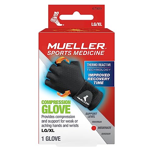 Mueller Sports Medicine Arthritis Compression Glove, Hand and Wrist Support, Fits Right or Left Hand, for Men and Women, Black, S/M