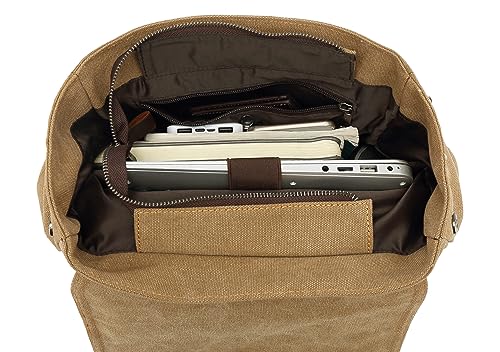 HuaChen Vintage Canvas Backpack, Mens Travel Rucksack for Laptop Hiking Bag (M83_Green)