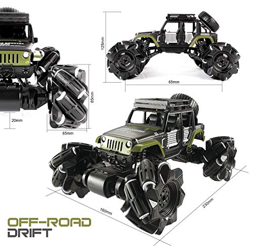 LOOZIX 1:16 Alloy Gesture Sensing Remote Control Car, Hand Controlled 360° Rotating 4WD 2.4Ghz RC Monster Trucks Stunt Vehicle Rechargeable Batteries for Kids
