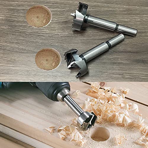 Forstner Bit Set, 5-Piece Forstner Bits Wood Drilling Smooth Flat-Bottomed Pocket Holes in Hard Soft Wood, 3/8" Shank Fit Drills and Drill Presses, Size 1β, 1-7/64β, 1-1/4β, 1-3/8β, 1-1/2"