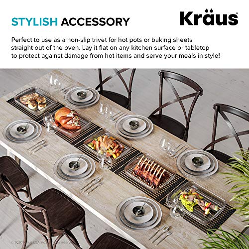 Kraus Multipurpose Over-Sink Roll-Up Dish Drying Rack, Colander and Trivet in Light Grey, KRM-10GREY