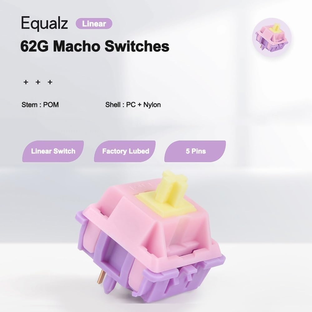 EQUALZ Banana Split Switch, 5Pin Linear MX Switches for Custom Gaming Mechanical Keyboard (Color : Banana Split 62g, Size : 70PCS)