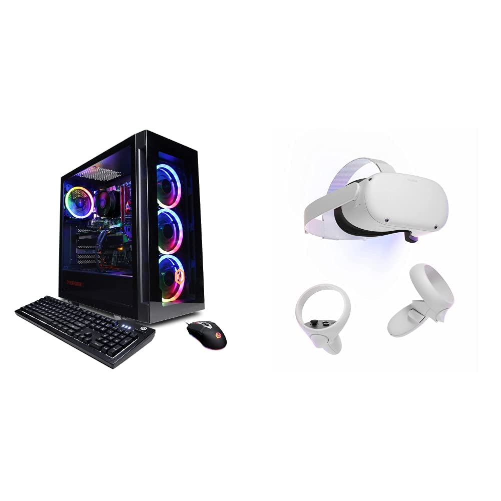 CyberpowerPC Gamer Xtreme VR Gaming PC & Win 11 Home (GXiVR8480A10) & Oculus Quest 2 — Advanced All-in-One Virtual Reality Headset — 256 GB