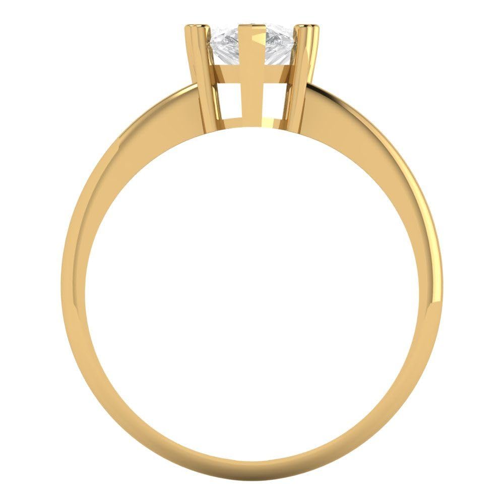 Clara Pucci 2.0 ct Pear Cut Solitaire Genuine Moissanite Wedding Bridal Designer Anniversary Engagement Ring in 14k Yellow Gold for Women