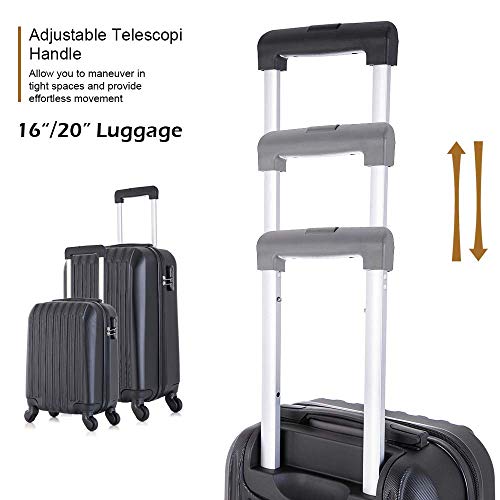 Fridtrip 4 Piece Luggage Sets Hard Shell Lightweight ABS Luggage Suitcase with Durable Spinner Wheels 16" 20" 24" 28" (Black)