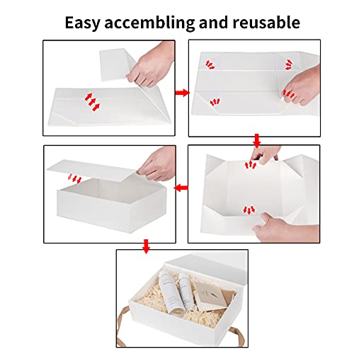 LIFELUM White Gift Box with Lid 8 x 7 x 3 inch Magnetic Gift Box Sturdy Gift Box Bridesmaid Proposal Gift Box for Valentine's Wedding Christmas Birthdays Gift Packging (1 Pcs)