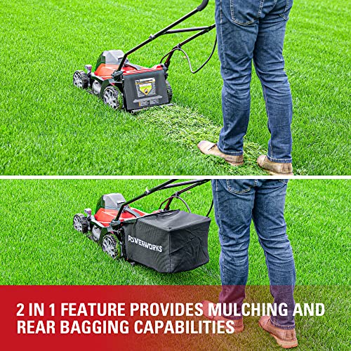 POWERWORKS XB 40V 14" Cordless Push Mower, 4Ah Battery and Charger Included LMF334