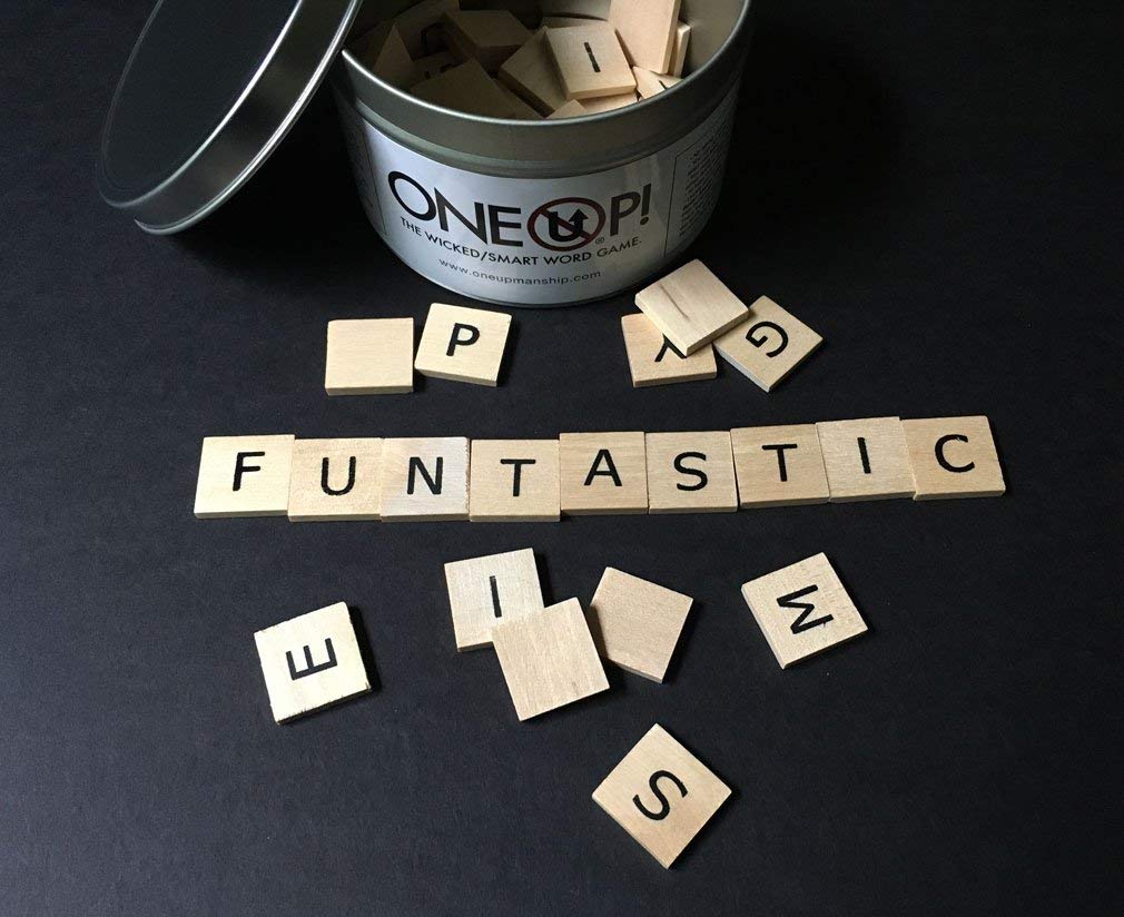One Up! The Wicked Fun Word Game. A perfect gift for travel, holidays, birthdays, parties, and quality family time.