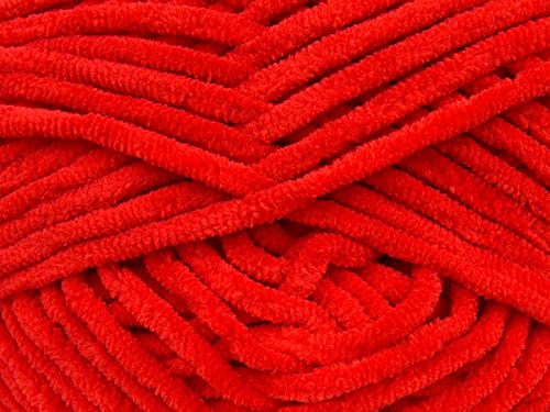 Lot of 4 x 100gr Skeins Ice Yarns Velvet Chenille Hand Knitting Yarn Red