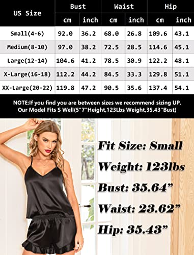 Leikar Silk Pajamas For Women Cute Cami Pajamas Sexy Satin Sleepwear Pink Gold