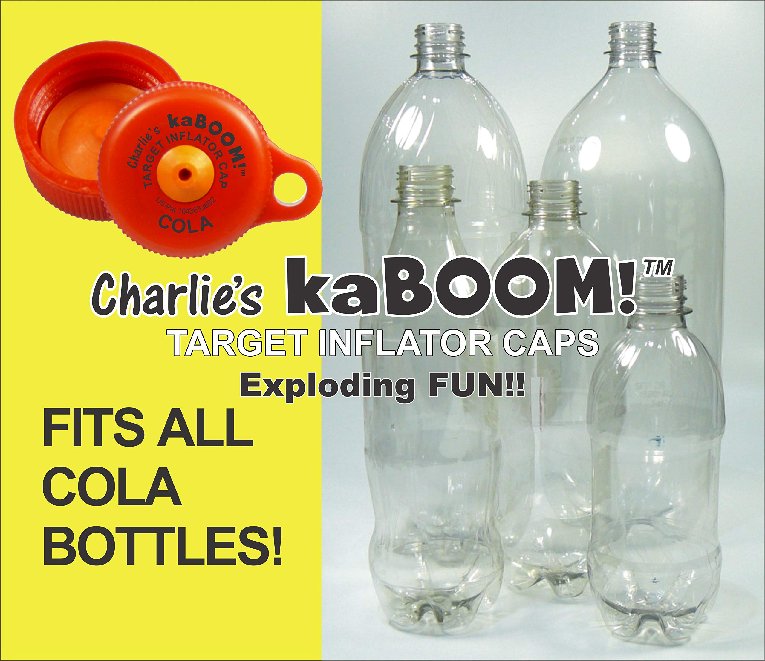 Charlie's kaBOOM! Exploding Cola Target Caps 10-Pack - Turn Plastic Bottles into Reactive Targets - Archery - Bow - Firearms - Pellet Gun- air Rifle and More