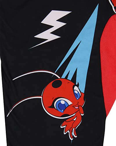 Komar Kids Miraculous Ladybug Girls Girl Power Full Zip Blanket Sleeper Hooded Pajama, 4 Black