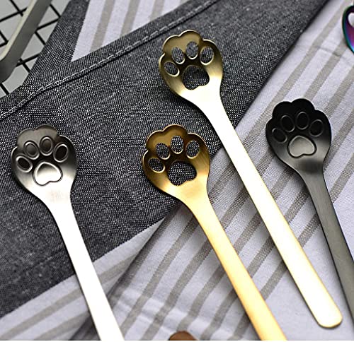 WEKTUNAA 8-Pack Cat Paw Spoon 18/10 Stainless Steel Teaspoons, Sugar, Coffee, Cake, Dessert, Ice Cream Spoon Stirring Spoon, 5.9 inch