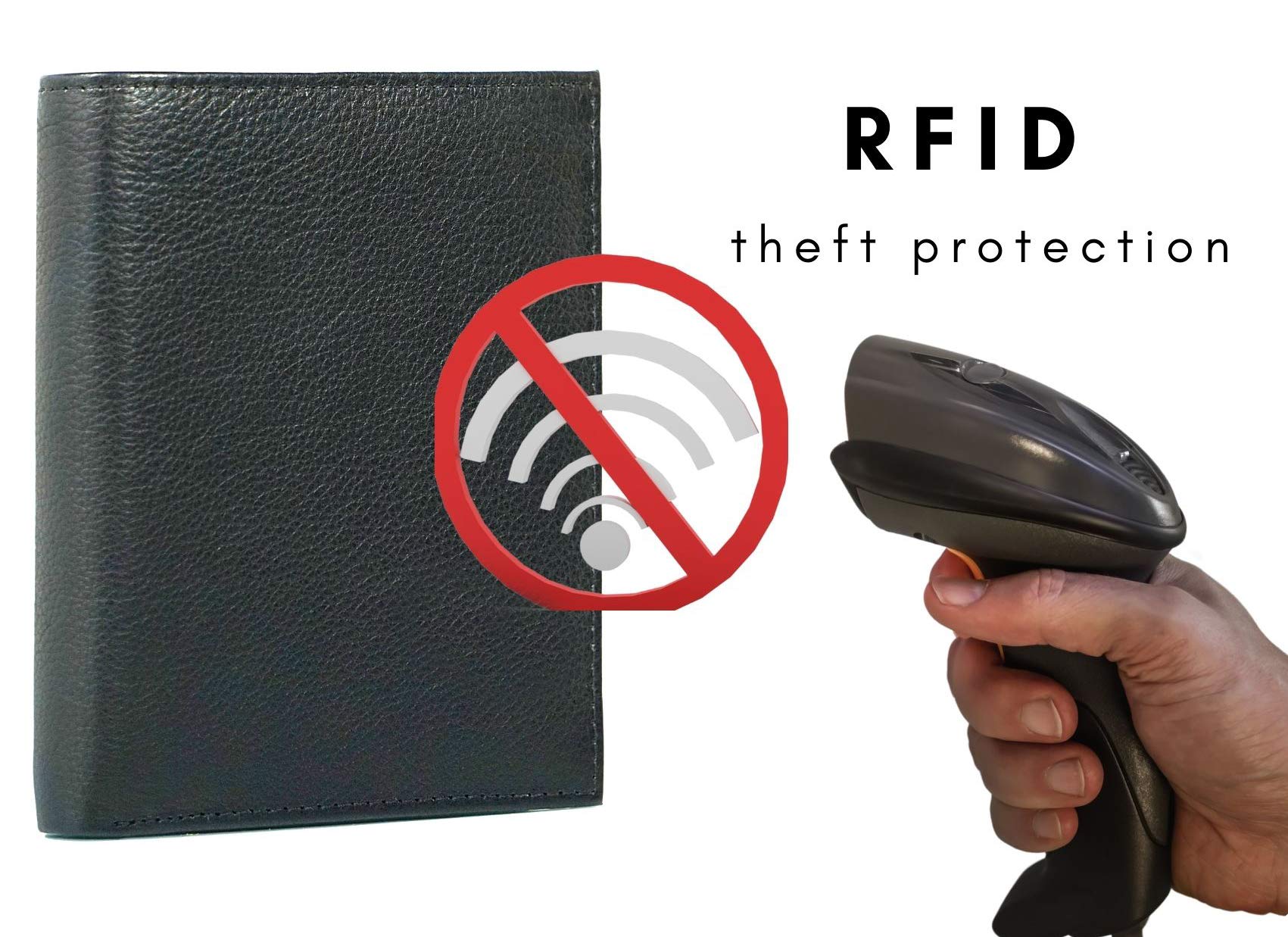 Texan Bull Bifold Genuine Leather RFID Blocking Wallet For Men Card Slots, 19 Cards, 2 ID Windows (Black)