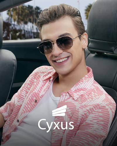 Cyxus Military Aviator Sunglasses for Men Trendy Pilot Shade Metal Frame Polarized Lens UV Protection for Outdoor(1021W06 Brown)