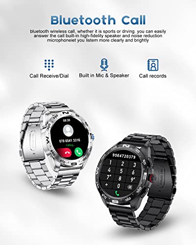 LIGE Smart Watches for Android iOS, Bluetooth Calls/Text Remind/Voice Speaker, Fitness Tracker with Heart Rate Sleep Monitor, 1.32'' HD Full Touch Screen, IP67 Waterproof Black Smartwatch for Men