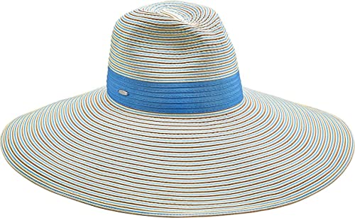 Coolibar UPF 50+ Women's Novara Wide Brim Hat - Sun Protective (One Size- Light Blue)