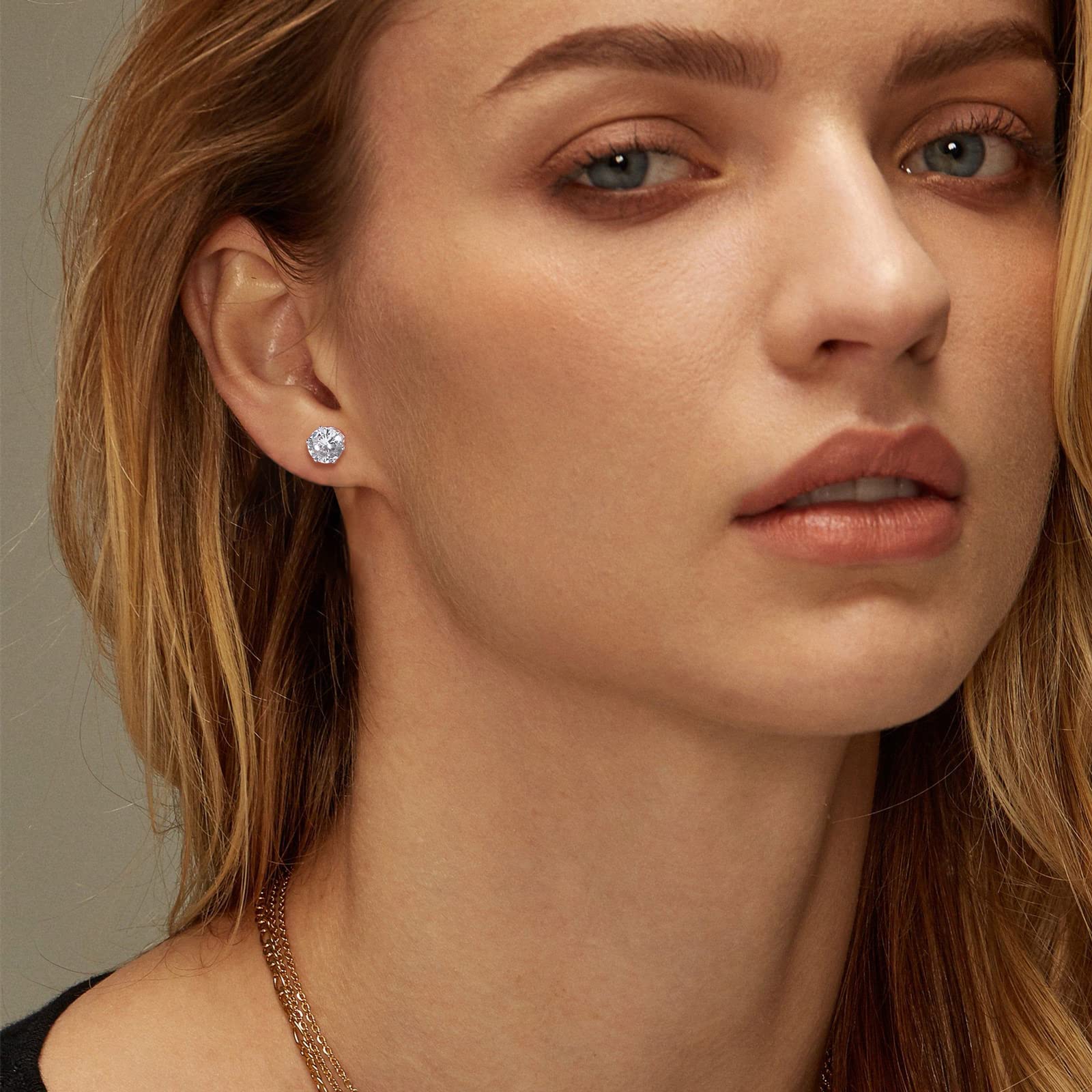 CZ Stud Hoop Earring Set: Delicate Drop Dangle Charm Hoop & Silver Cute Solitaire Round Cubic Zirconia Cartilage Stud - Simple Trendy Hypoallergenic Ear Jewelry Gift for Women (Silver)