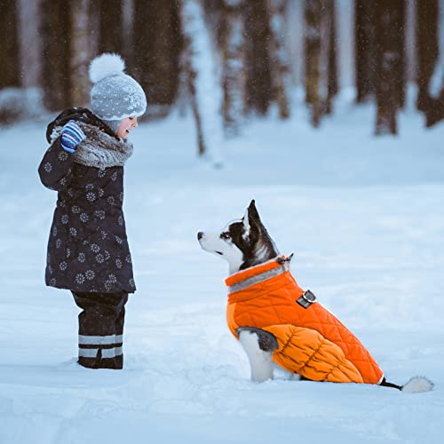 Lelepet Warm Dog Winter Coat Dog Cold Weather Coats Windproof Reflective Turtleneck Dog Fleece Vest with Harness Thick Fleece Lining Dog Jacket Dog Coat for Small Medium Large Dogs, M