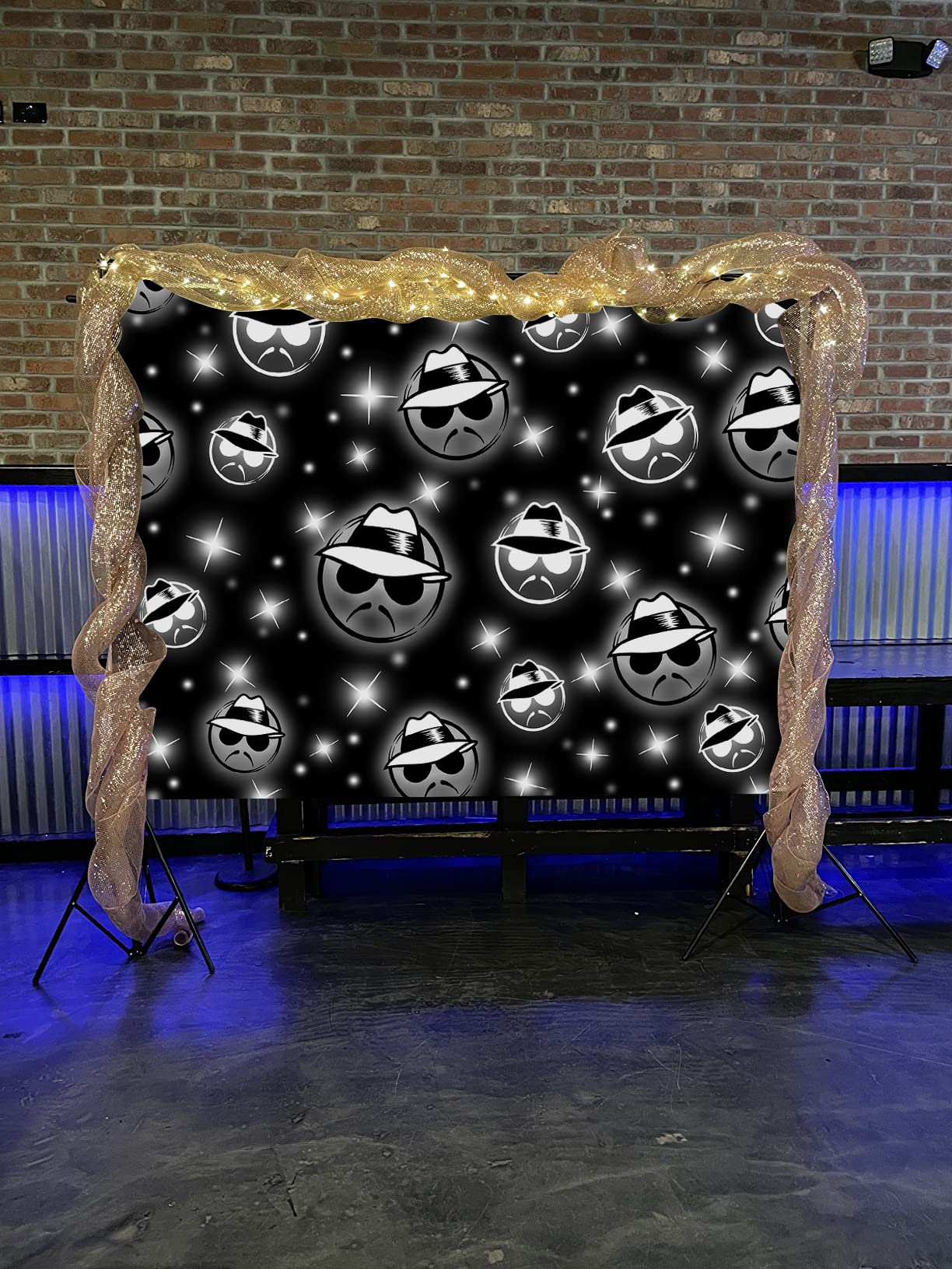 Cholo Theme Backdrop Early 2000s Background 7x5FT Black Glitter Old School Photography Banner Kids Birthday Cholo Party Decoration Props (84x60 inch)