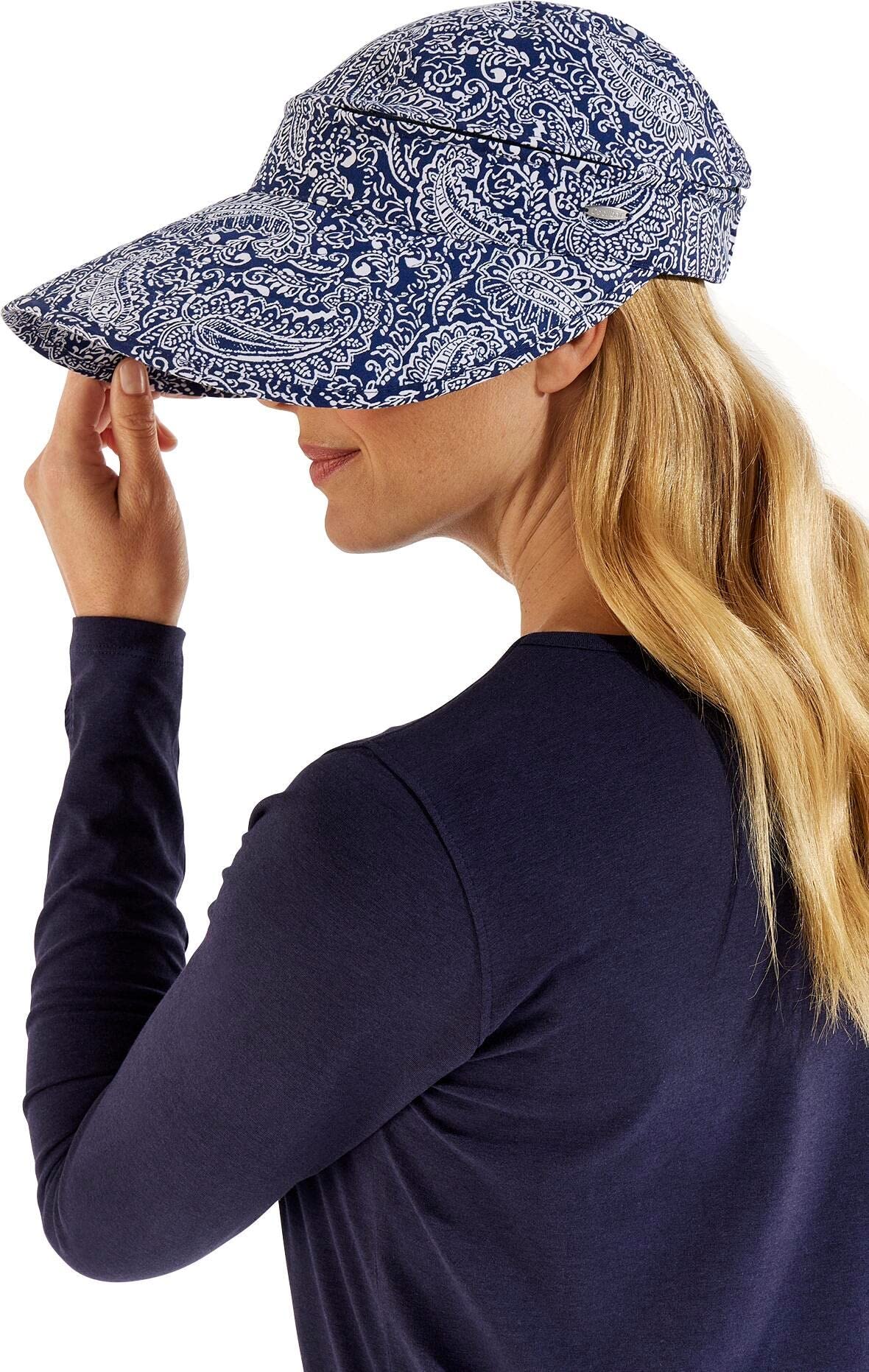 Coolibar Women's Visor, Navy Artisan Paisley, one Size fits Most