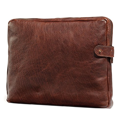 Moore and Giles Laptop Sleeve with Rechargable Battery, Titan Milled Brown