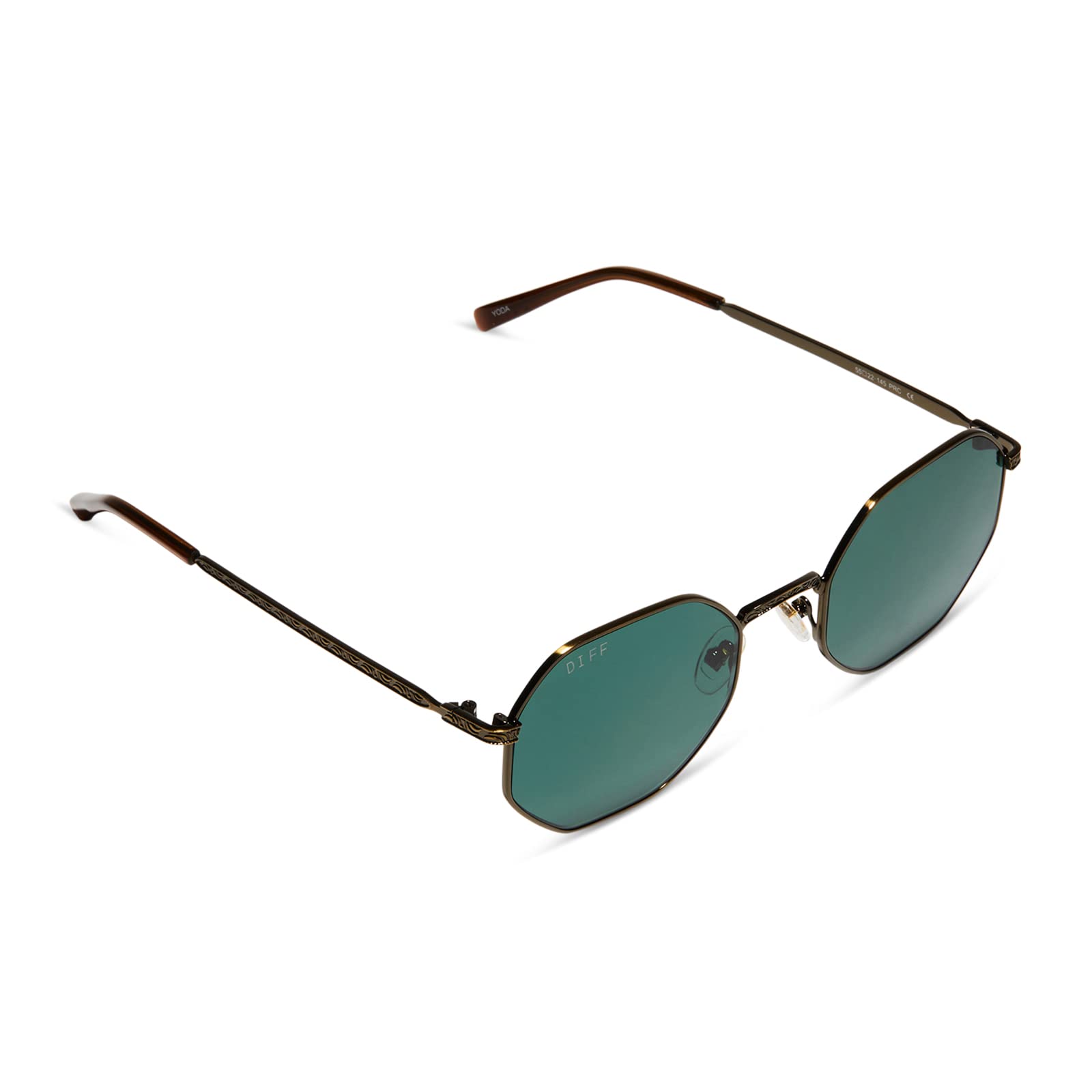 DIFF Star Wars Master Yoda Dagobah Geometric Aviator Sunglasses for Men and Women UV400 Protection, Brushed Gold + Green Polarized