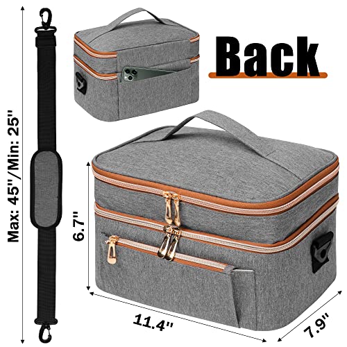 Partreko Wearable Breast Pump Bag with Insulated Pocket, Compatible with Most Breast Pumps for Medela, Elvie, Willow, Momcozy, 2 Layer Pump Bag with a Waterproof Mat & 3 Adjustable Dividers (Gray)