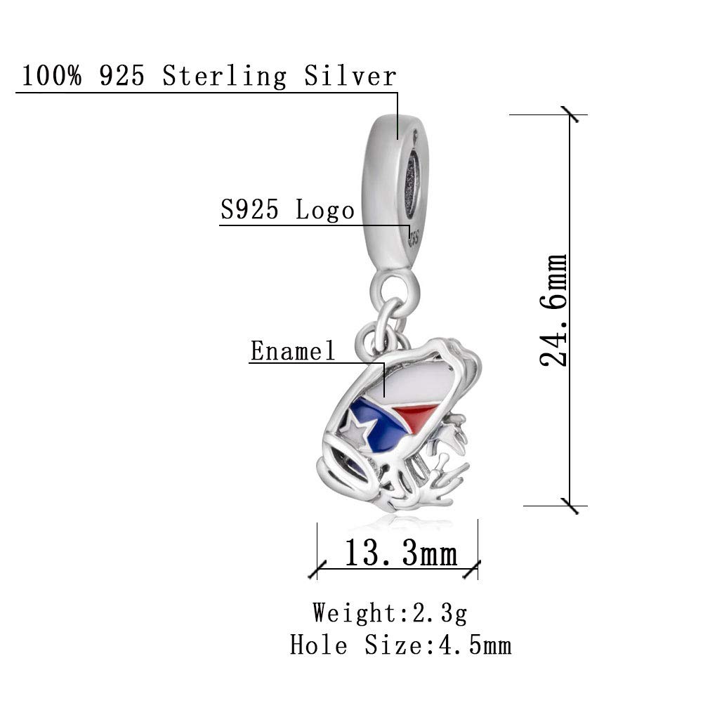 CHESIRT Puerto Rico Map Flag Charm, Frog Pendant Charm,Animal Enamel Charm 925 Sterling Silver Fit European Bracelet&Necklace