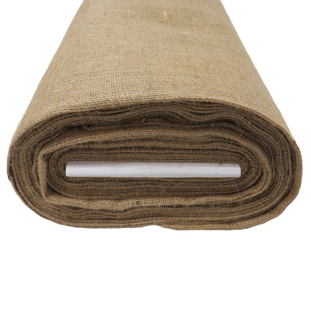 LA Linen 60" Wide Jute Burlap Fabric / 5 Yards/Natural