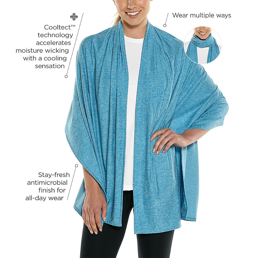 Coolibar UPF 50+ Women's Bhakti Sun Shawl - Sun Protective (One Size- Aura Blue Heather)