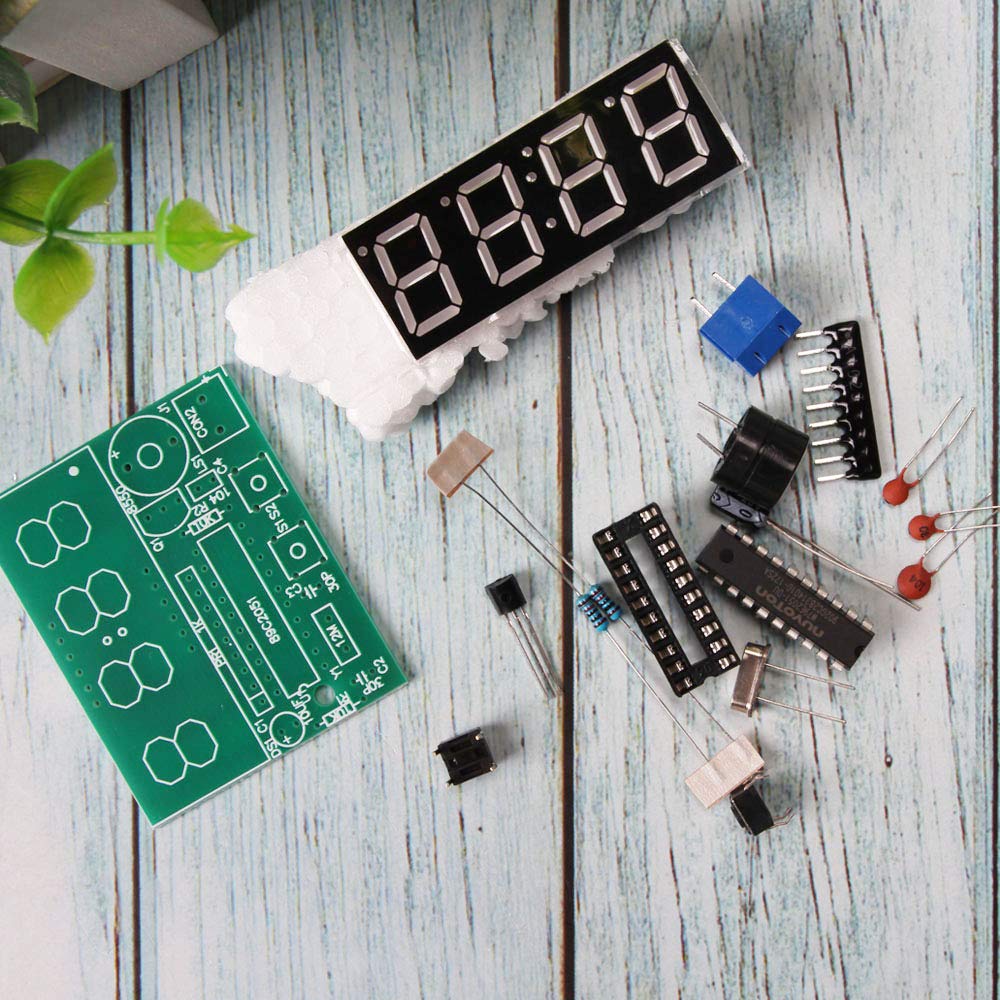 Comimark 1Pcs AT89C2051 Digital 4 Bits Electronic Clock Electronic Production Suite DIY Kit